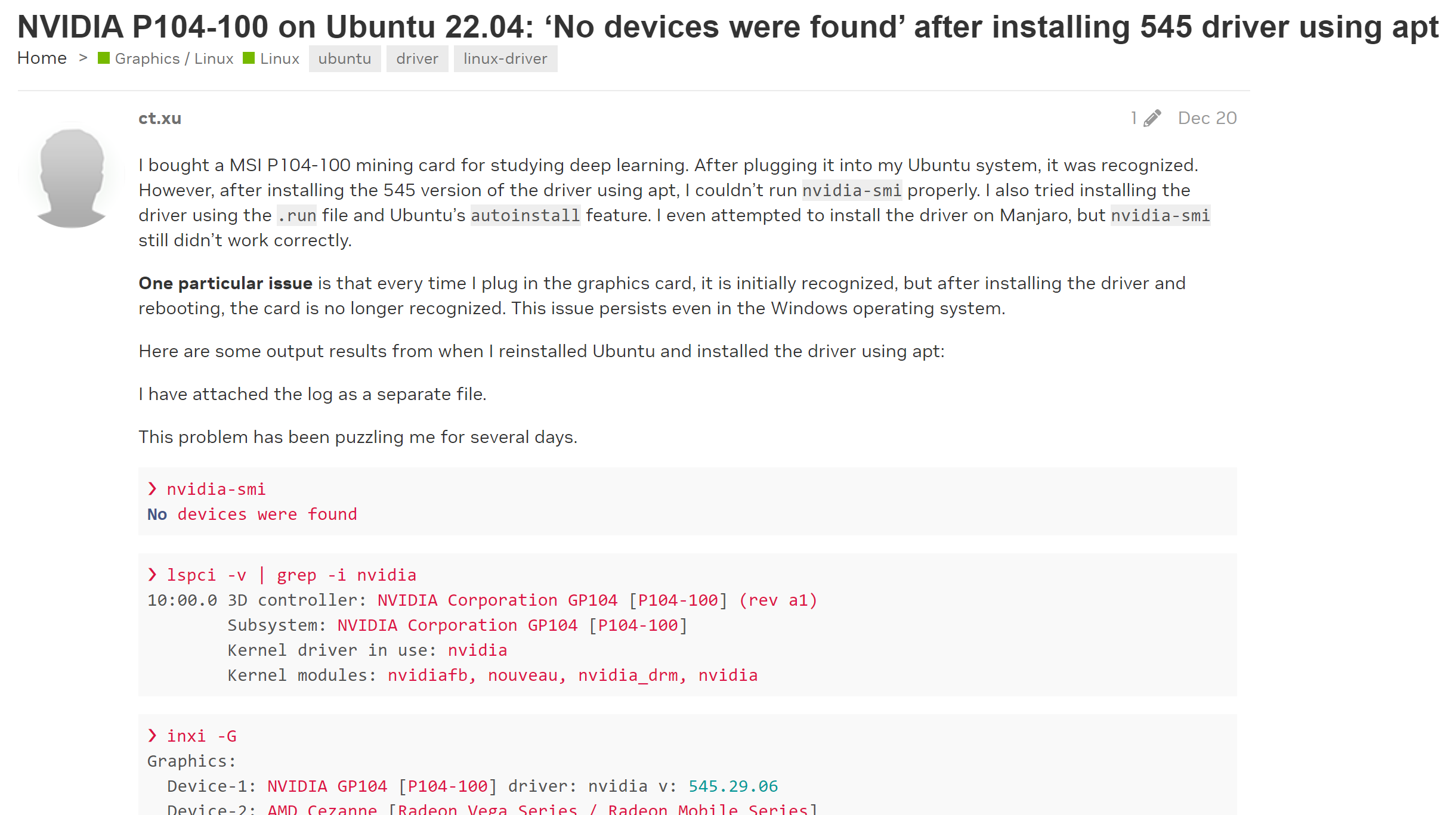 Frustrating Graphics Card Driver Installation - CedricXu